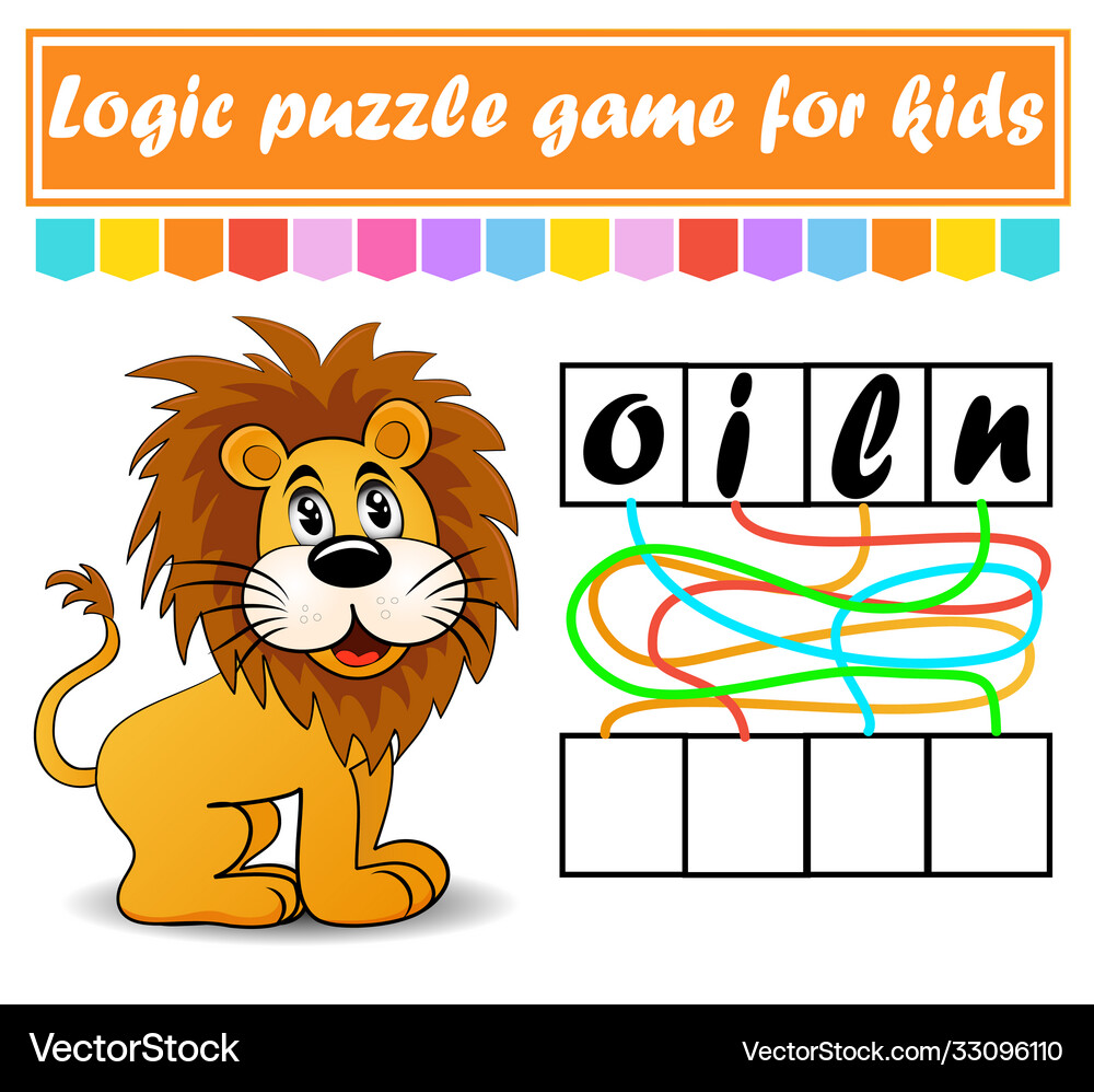 Logic puzzle game learning words for kids find Vector Image