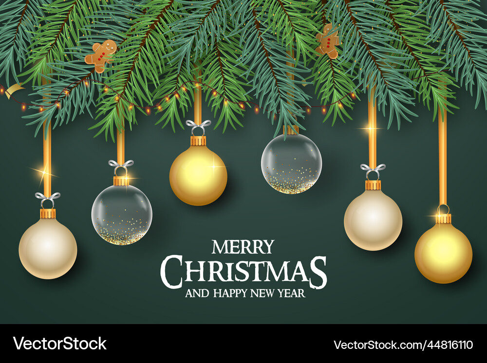 Merry christmas banner background with realistic Vector Image