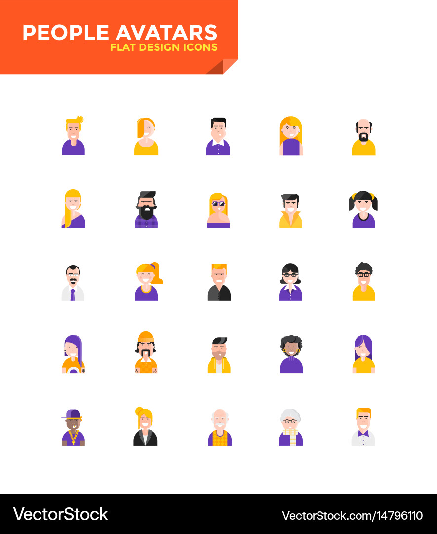 Modern material flat design icons - people avatars