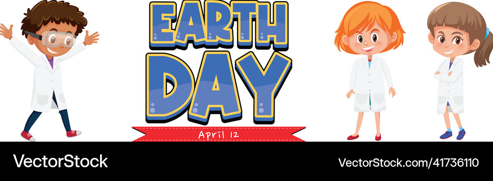 Poster design for earth day with kids Royalty Free Vector