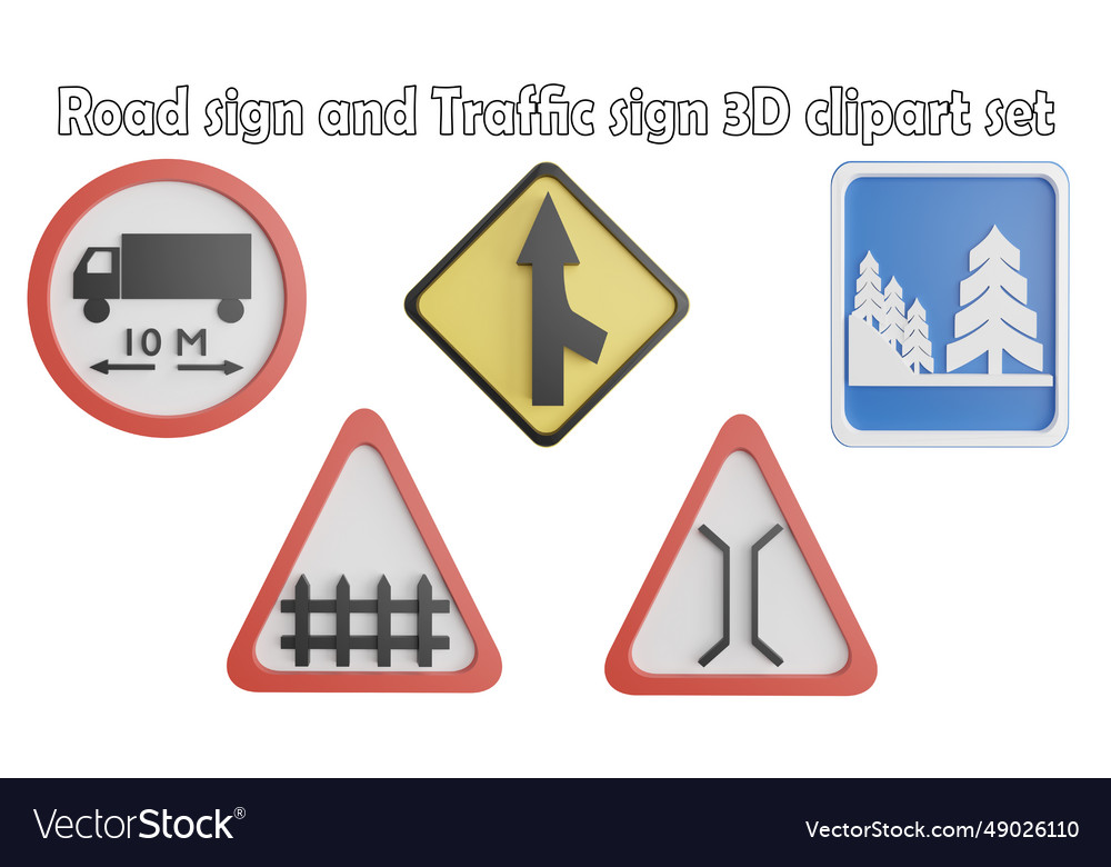 Road sign and traffic clipart element Royalty Free Vector