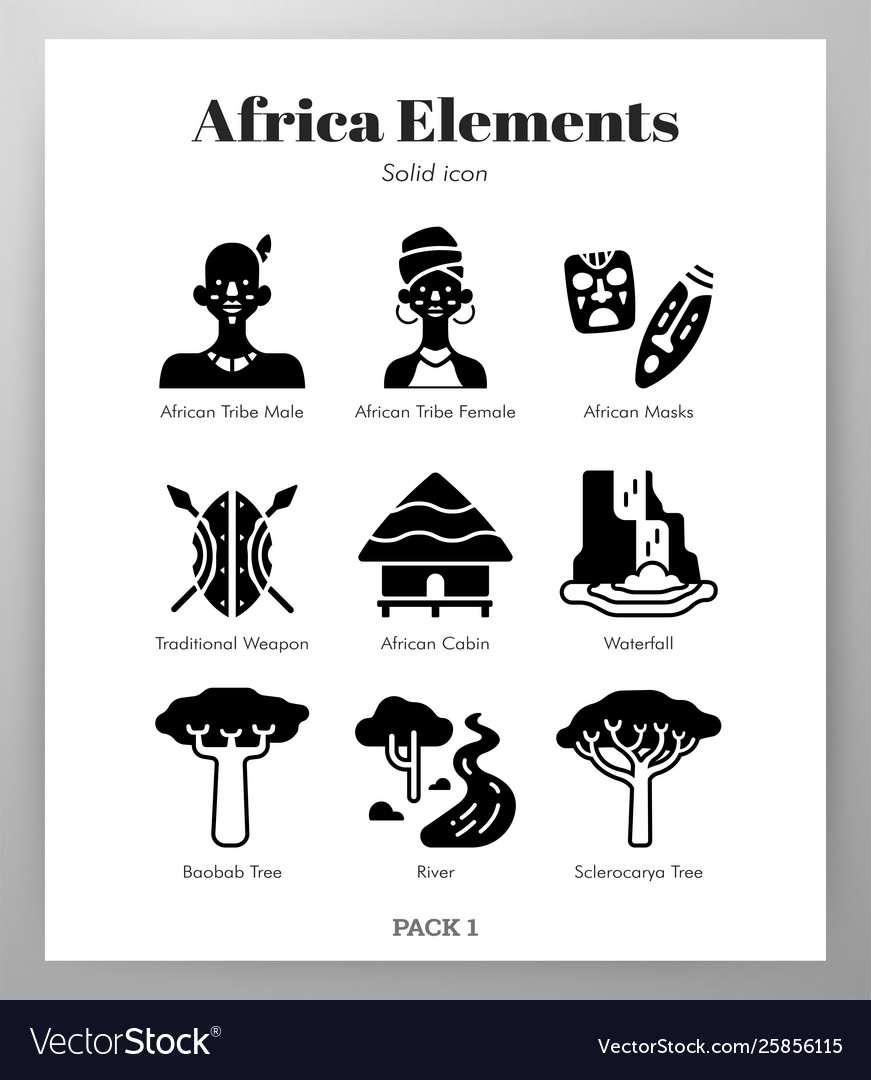 Africa elements solid pack Royalty Free Vector Image