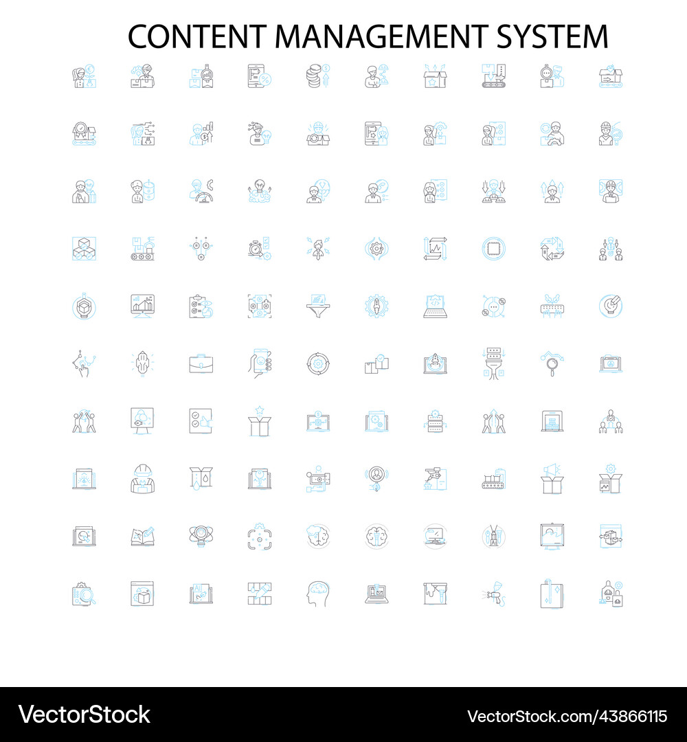 Content management system icons signs outline Vector Image