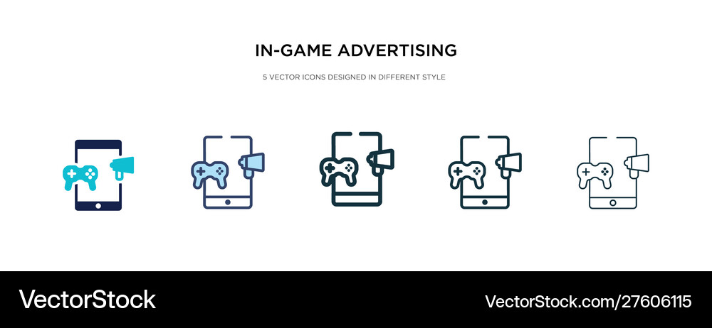 In-game advertising icon in different style two Vector Image