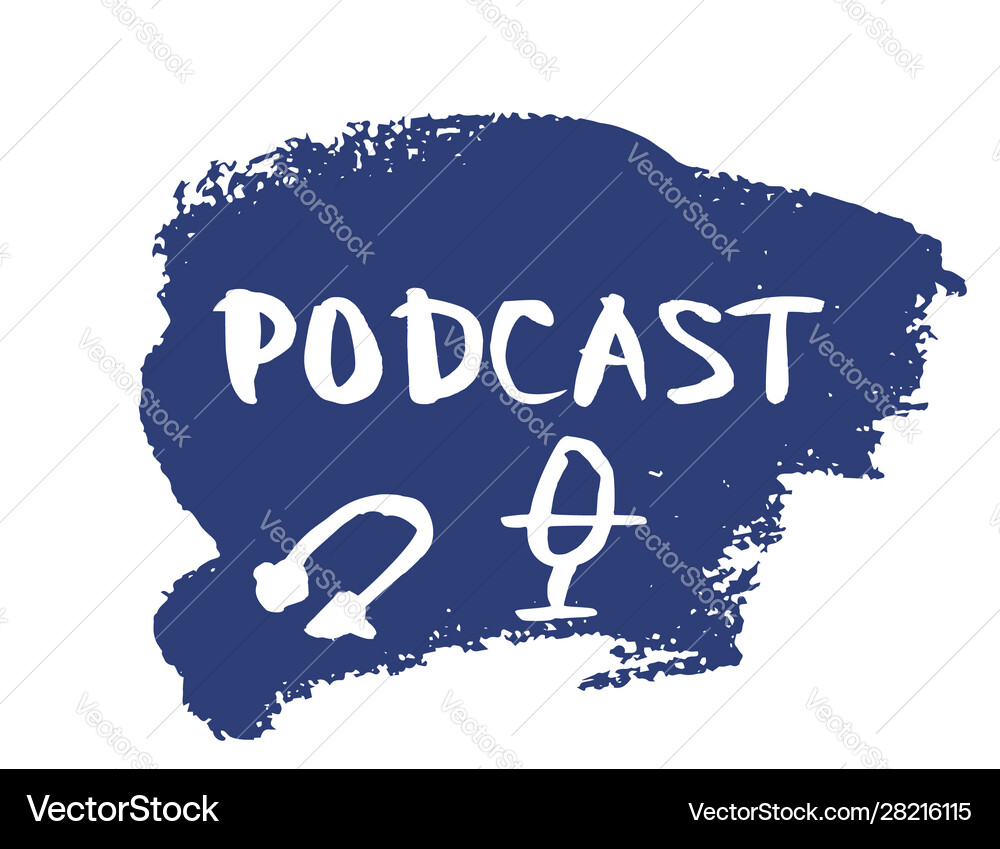 Podcast text logo emblem color design Royalty Free Vector