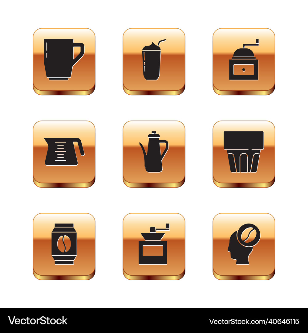 Set coffee cup bag coffee beans manual grinder Vector Image