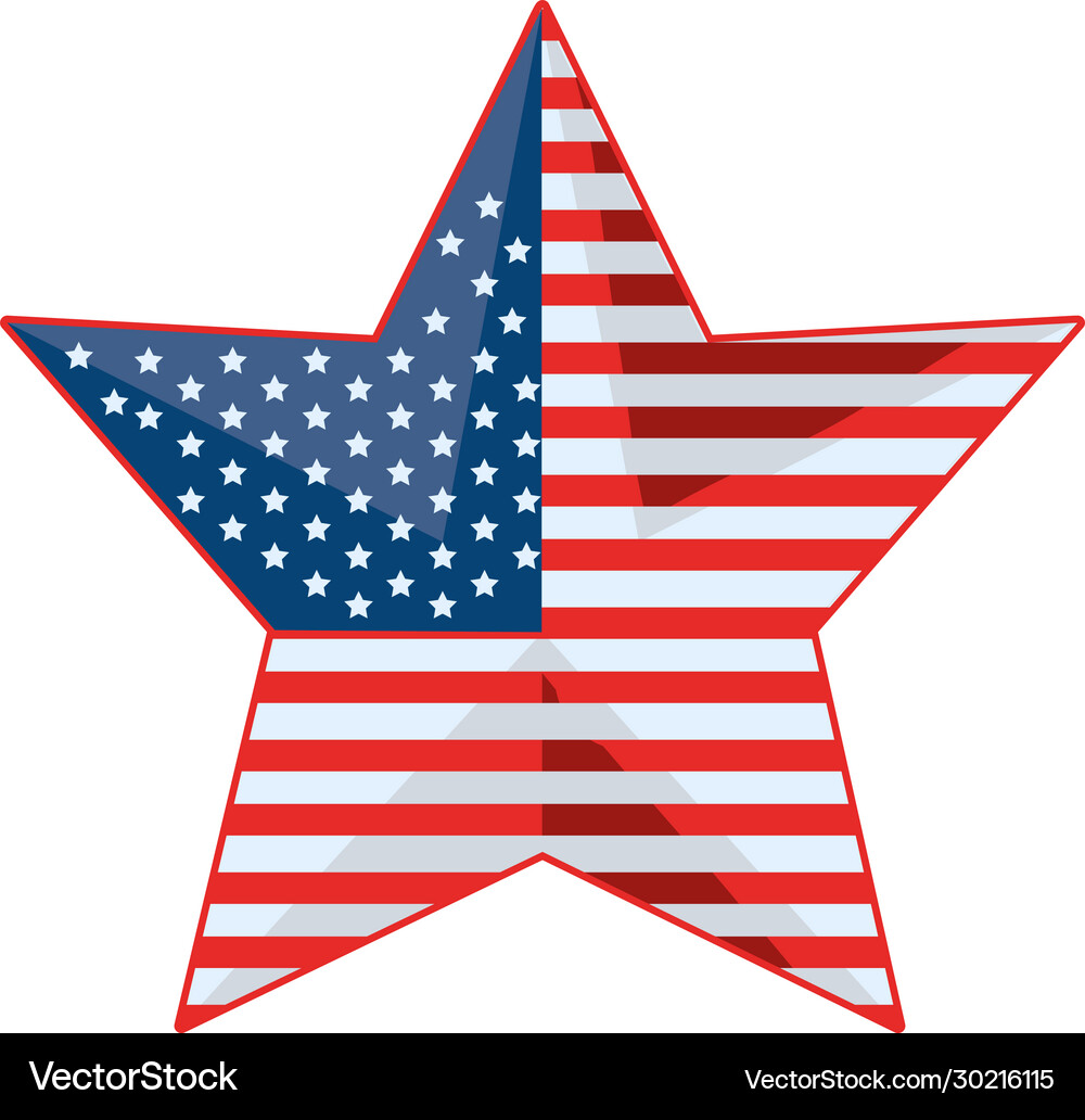 Star with american flag on white background Vector Image