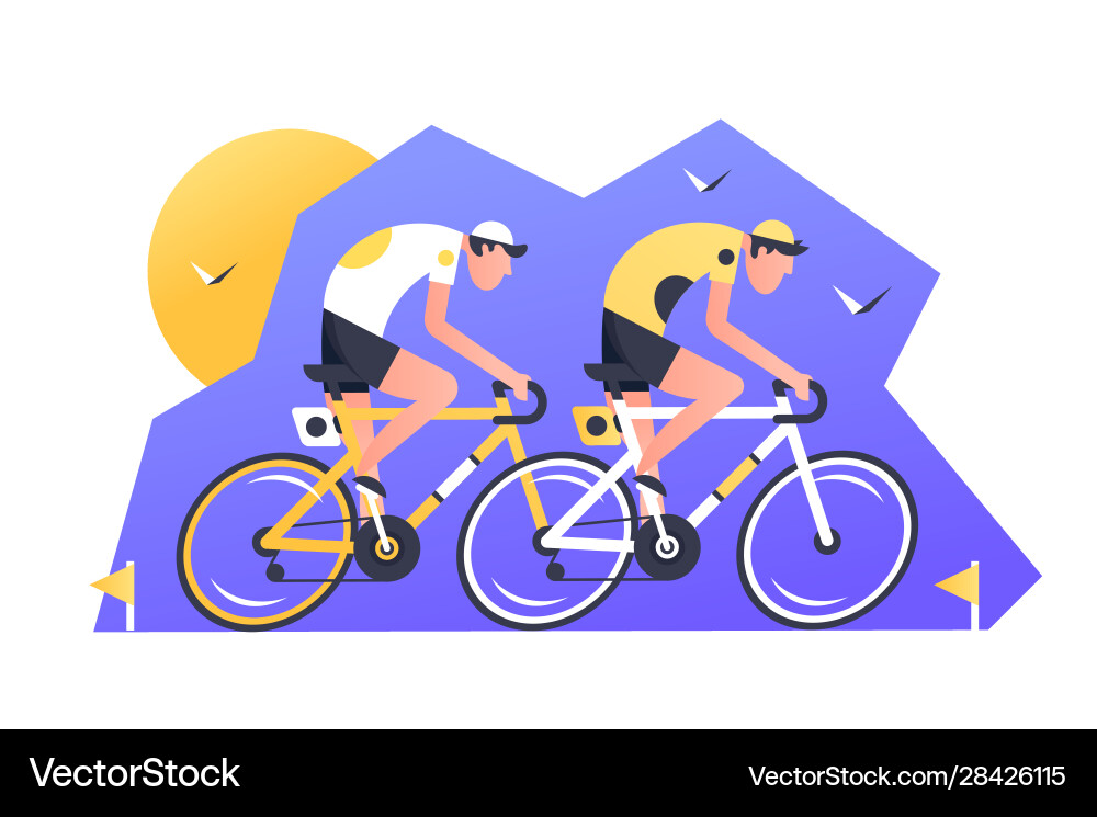Two athlete cyclist racers Royalty Free Vector Image