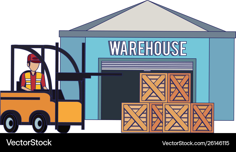 Warehouse worker logistics job concept blue lines Vector Image