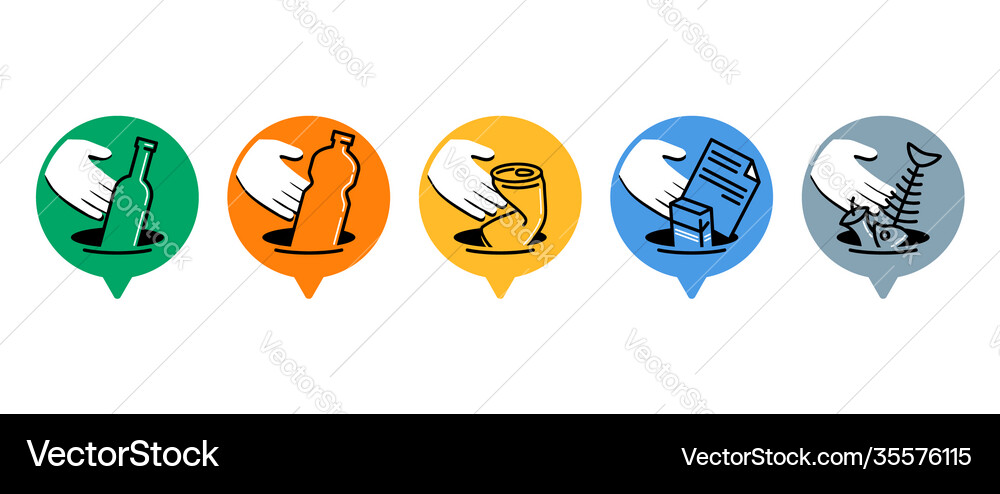 Waste sorting - glass plastic metal paper org Vector Image