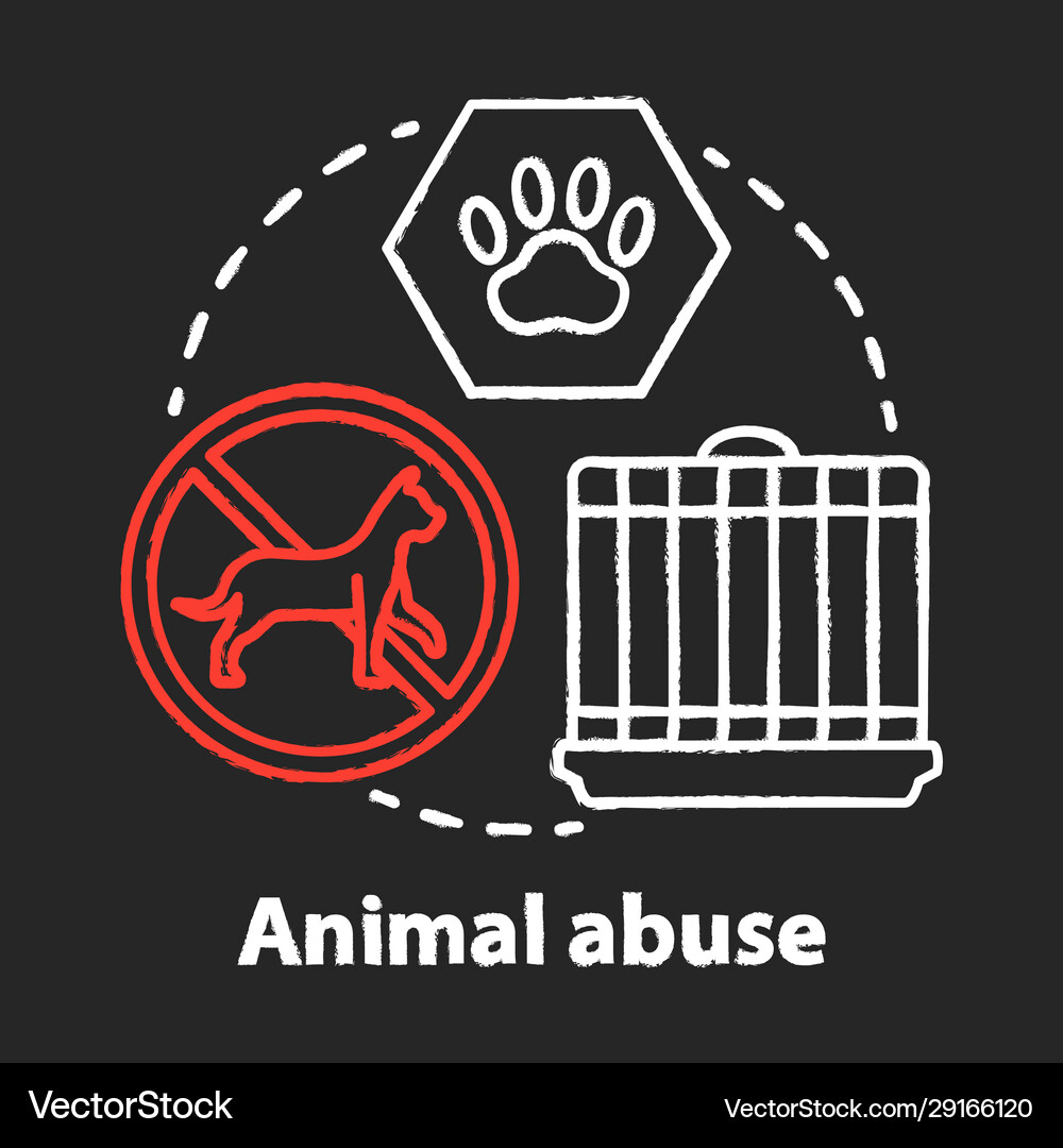 Animal abuse and harm chalk concept icon Vector Image