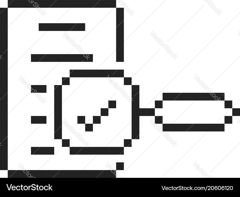 Black 8 bit assessment logo in pixel art Vector Image