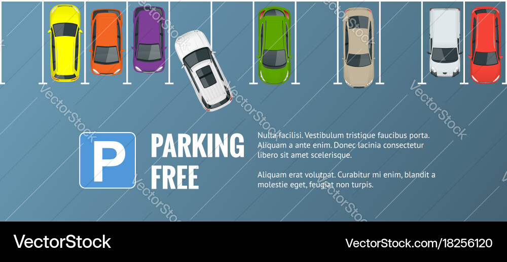 City parking lot with a set Royalty Free Vector Image