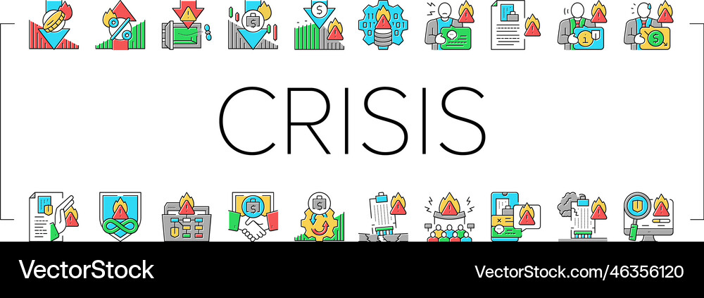Crisis management risk strategy icons set Vector Image