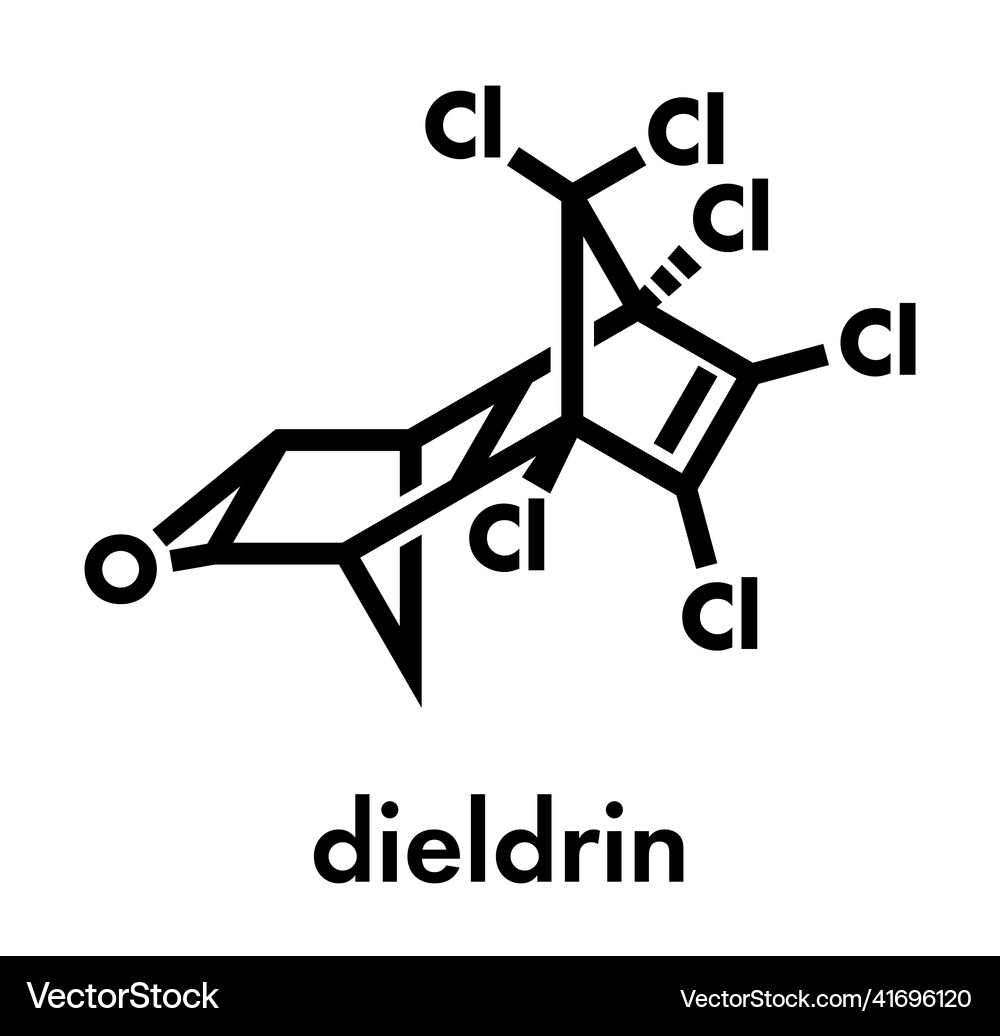 Dieldrin pesticide molecule insecticide Royalty Free Vector