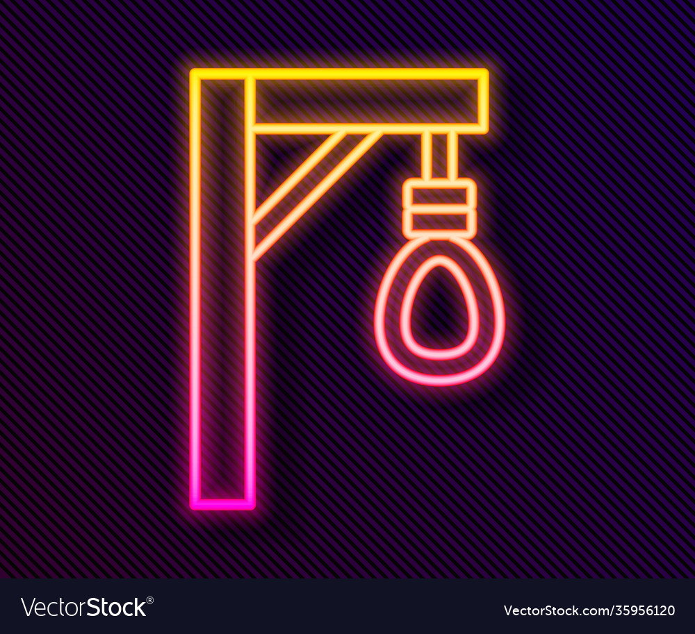 Glowing neon line gallows rope loop hanging icon Vector Image
