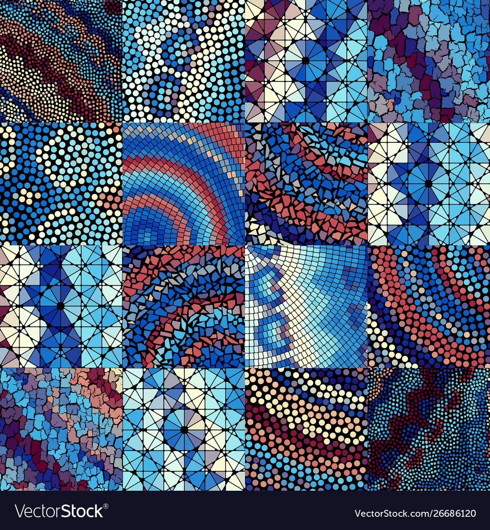 Mosaic Art Pattern Rectangles Different Tile Vector Image