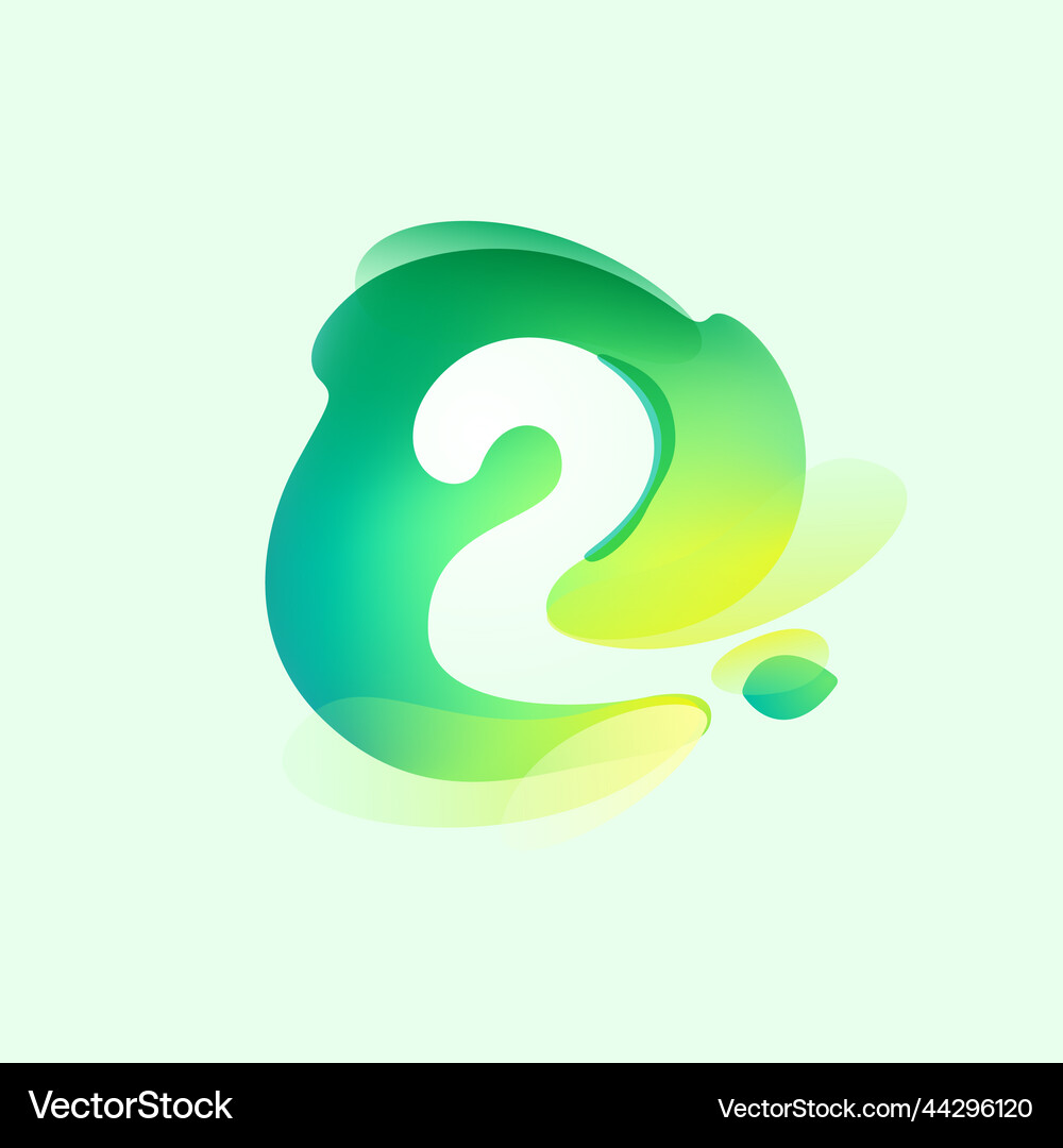 Number two logo in eco gradient splash blot Vector Image