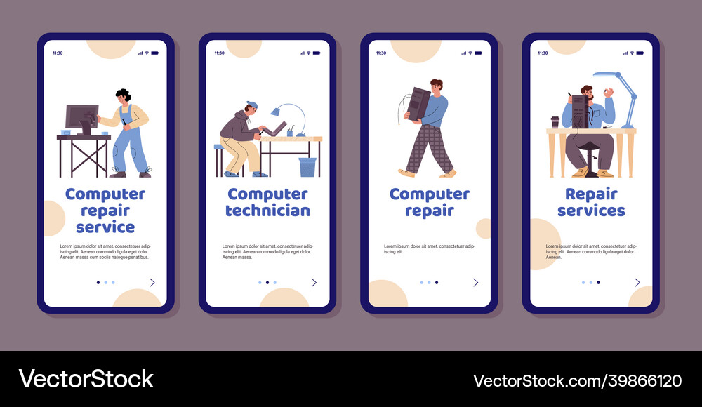 Smartphone apps for computer repair service center