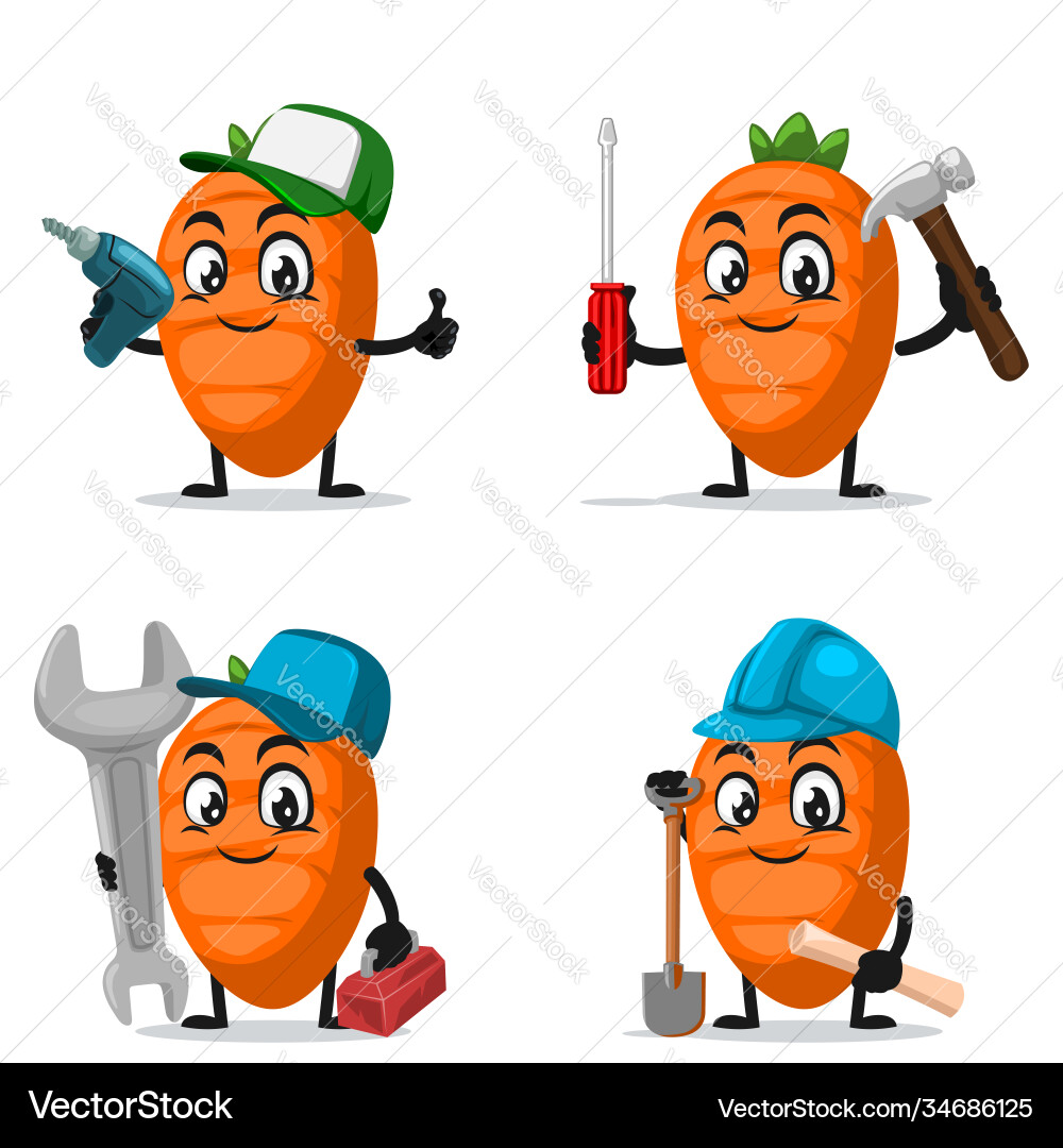 Carrot character or mascot Royalty Free Vector Image