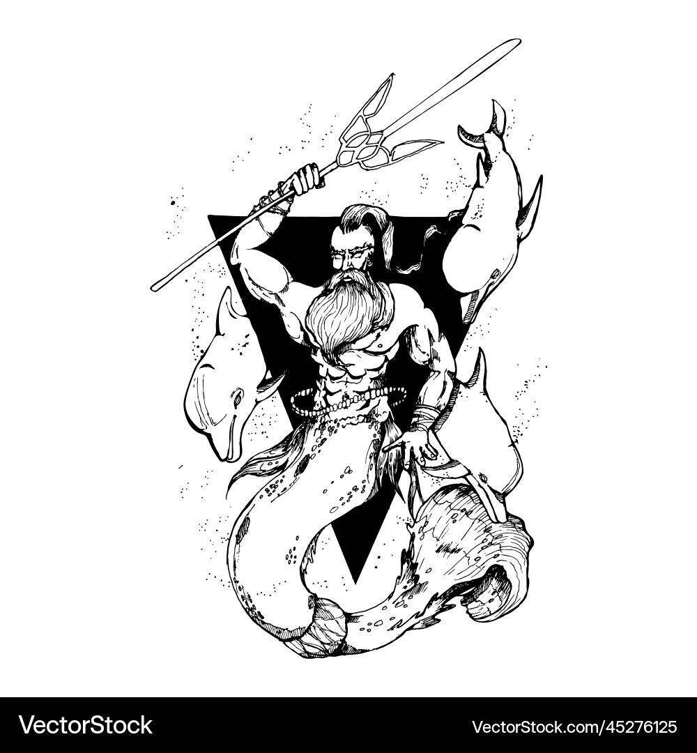 Creative modern print with poseidon t-shirt Vector Image