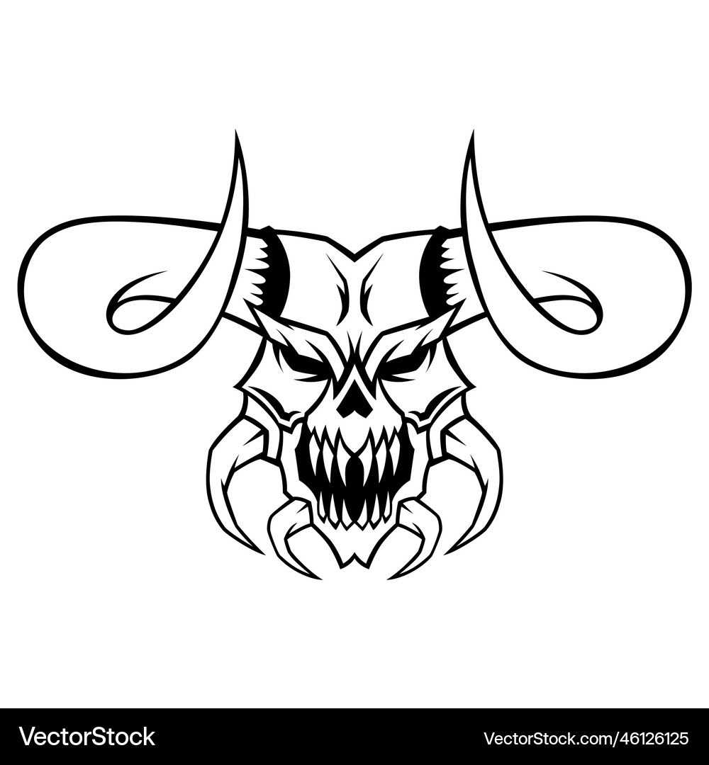Demon black and white devil head logo mascot Vector Image