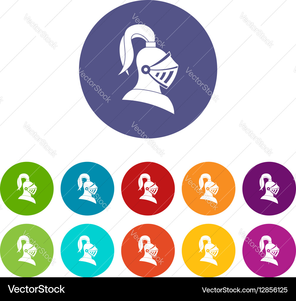 Medieval helmet set icons Royalty Free Vector Image