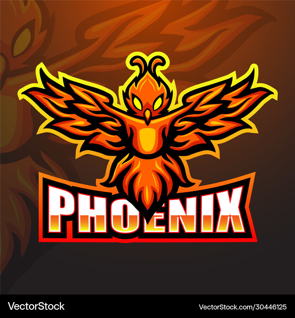 Phoenix mascot esport logo design Royalty Free Vector Image