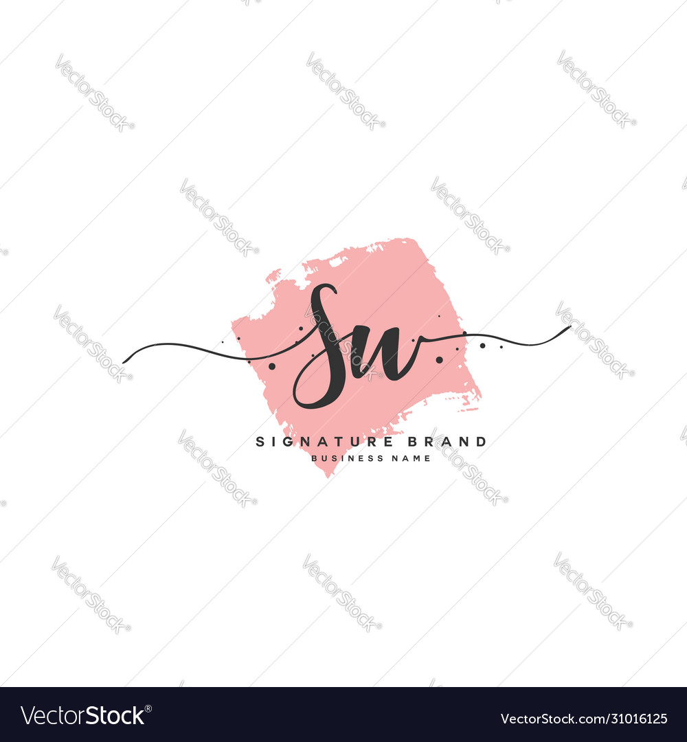 S w sw initial letter handwriting and signature Vector Image