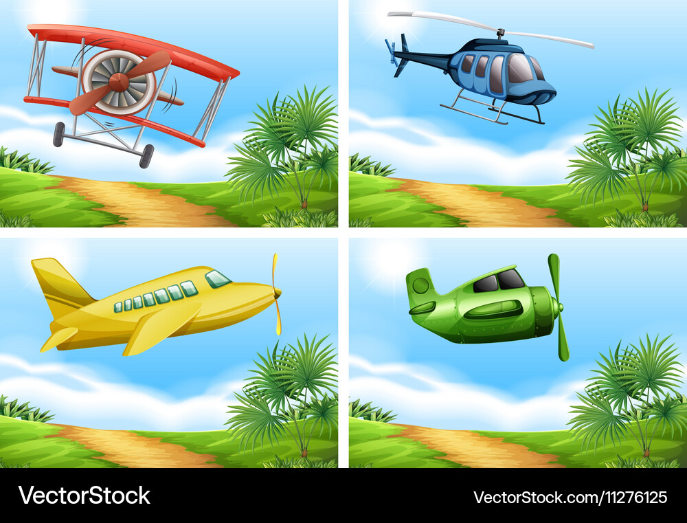 Scenes with airplanes in the sky Royalty Free Vector Image