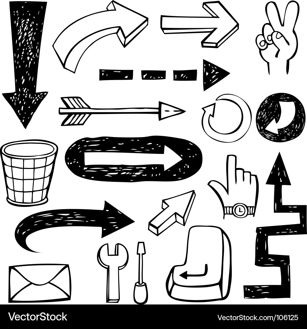 Set of doodle arrows Royalty Free Vector Image