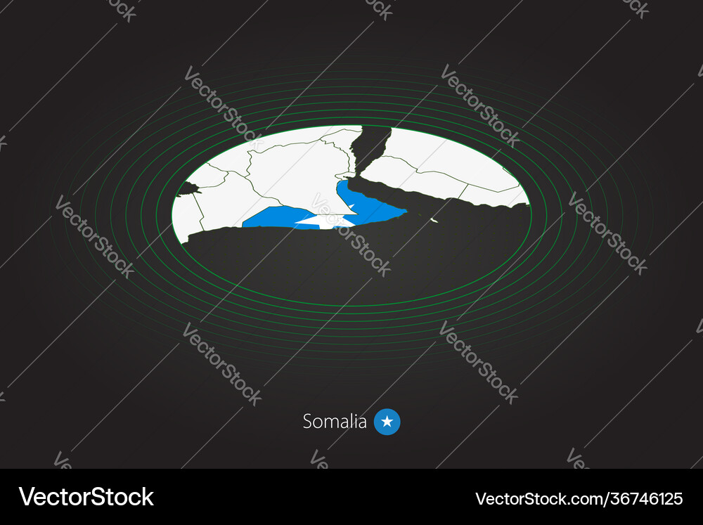 Somalia map in dark color oval Royalty Free Vector Image