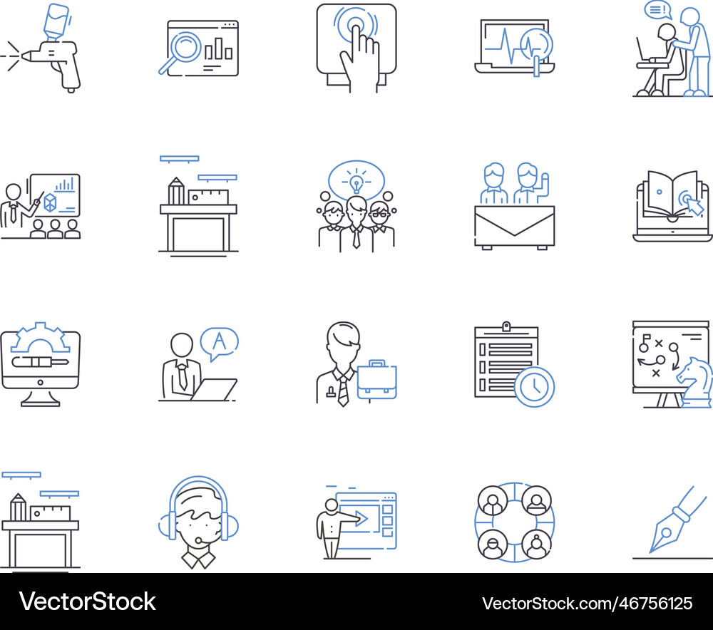 Workshop and conference outline icons collection Vector Image