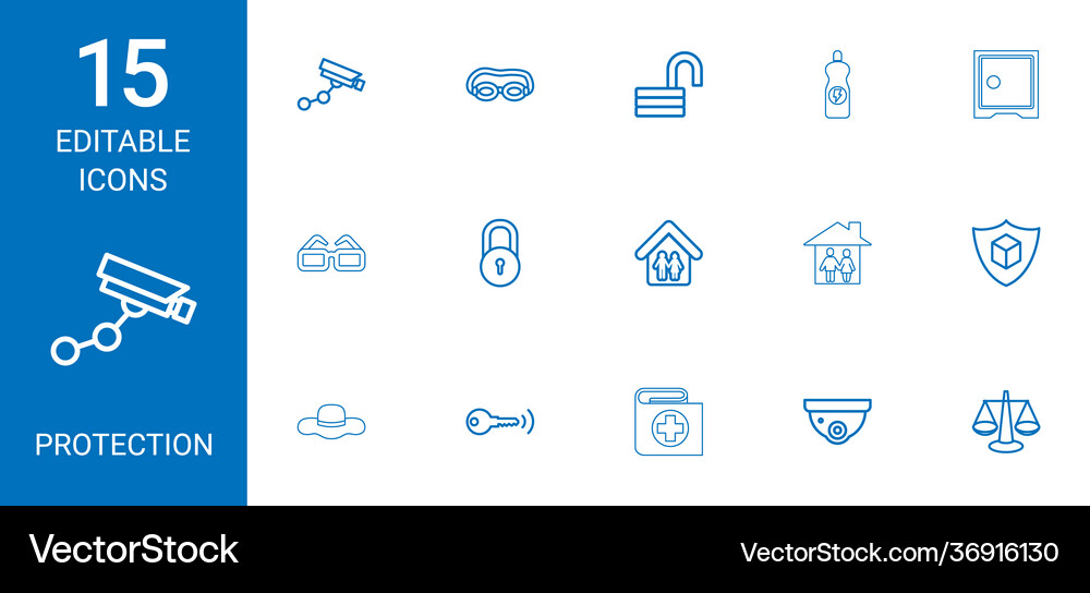 15 protection icons Royalty Free Vector Image - VectorStock