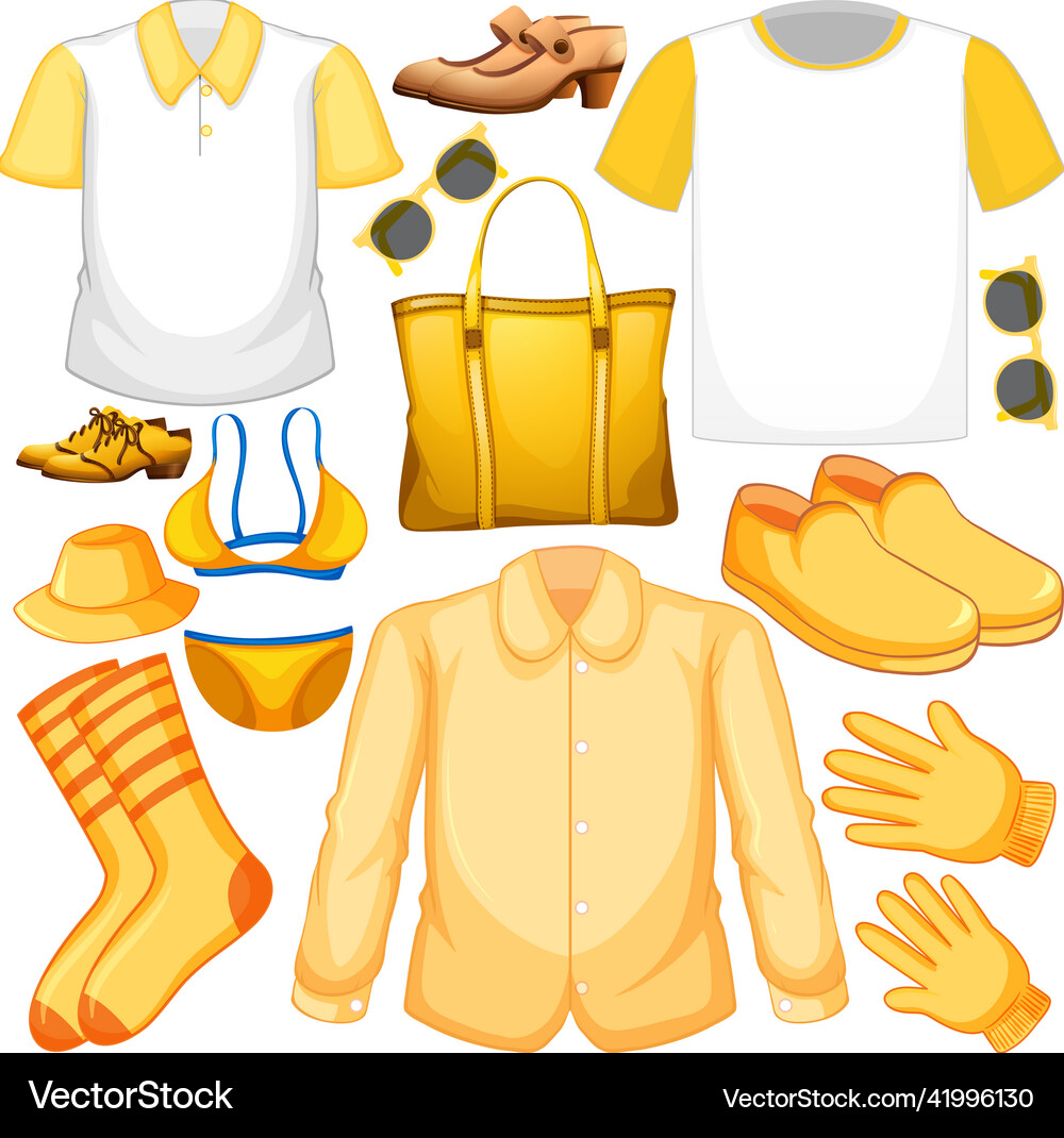 A set of different cloth on white background Vector Image