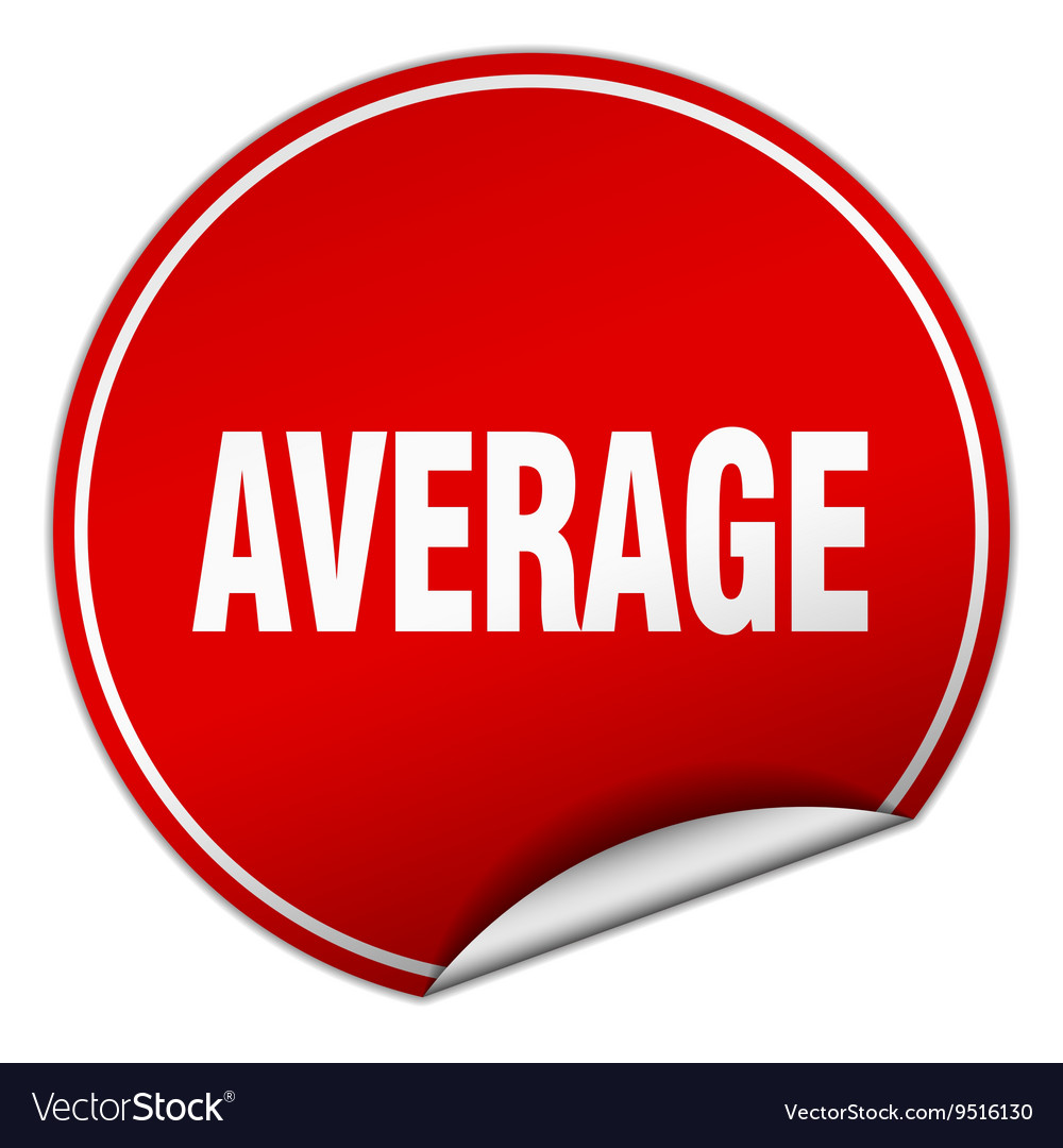 Average Round Red Sticker Isolated On White Vector Image