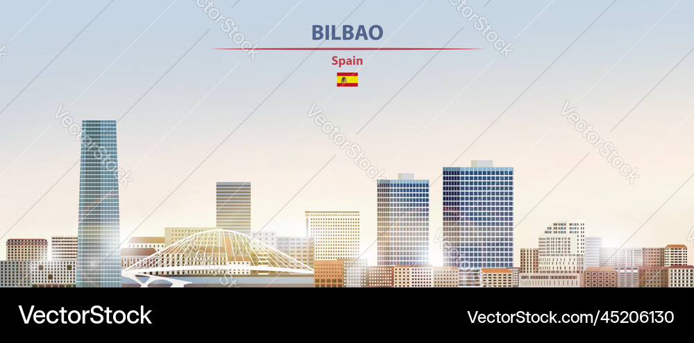 Bilbao cityscape on sunrise sky background Vector Image
