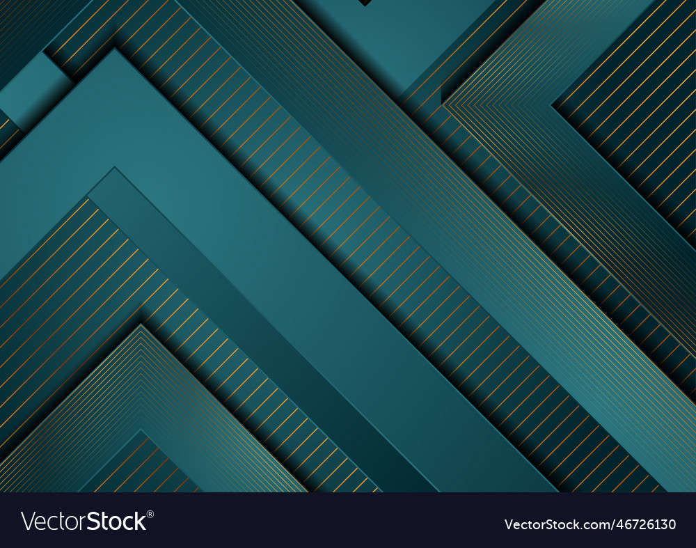 Blue and golden abstract tech line art background Vector Image