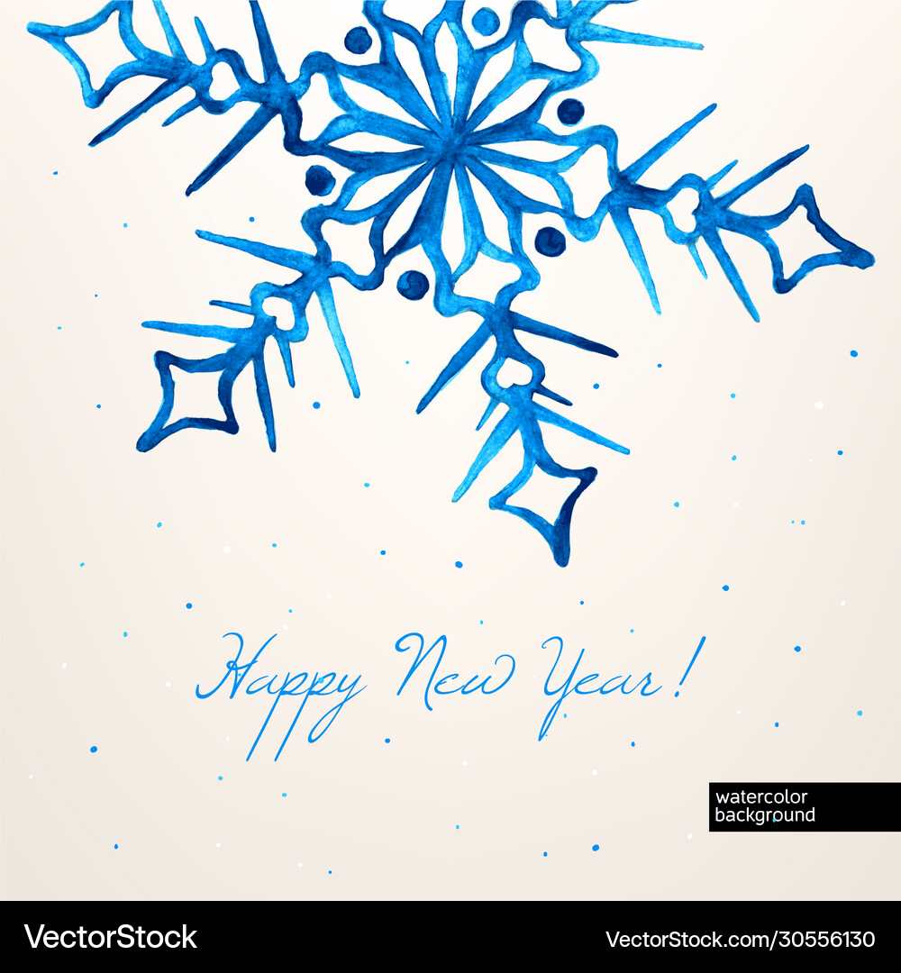 Blue watercolor hand-drawn snowflake Royalty Free Vector