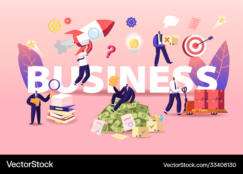 Business concept businessmen characters launch Vector Image