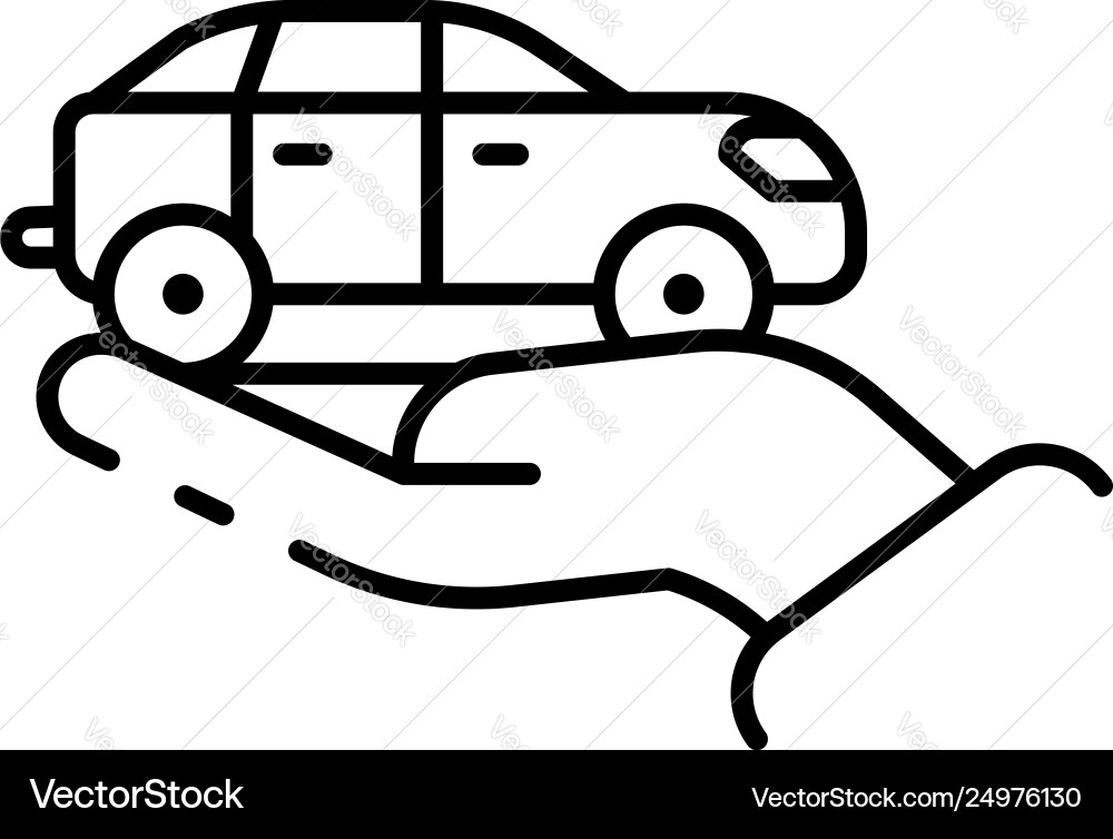 Car in hand icon outline style Royalty Free Vector Image