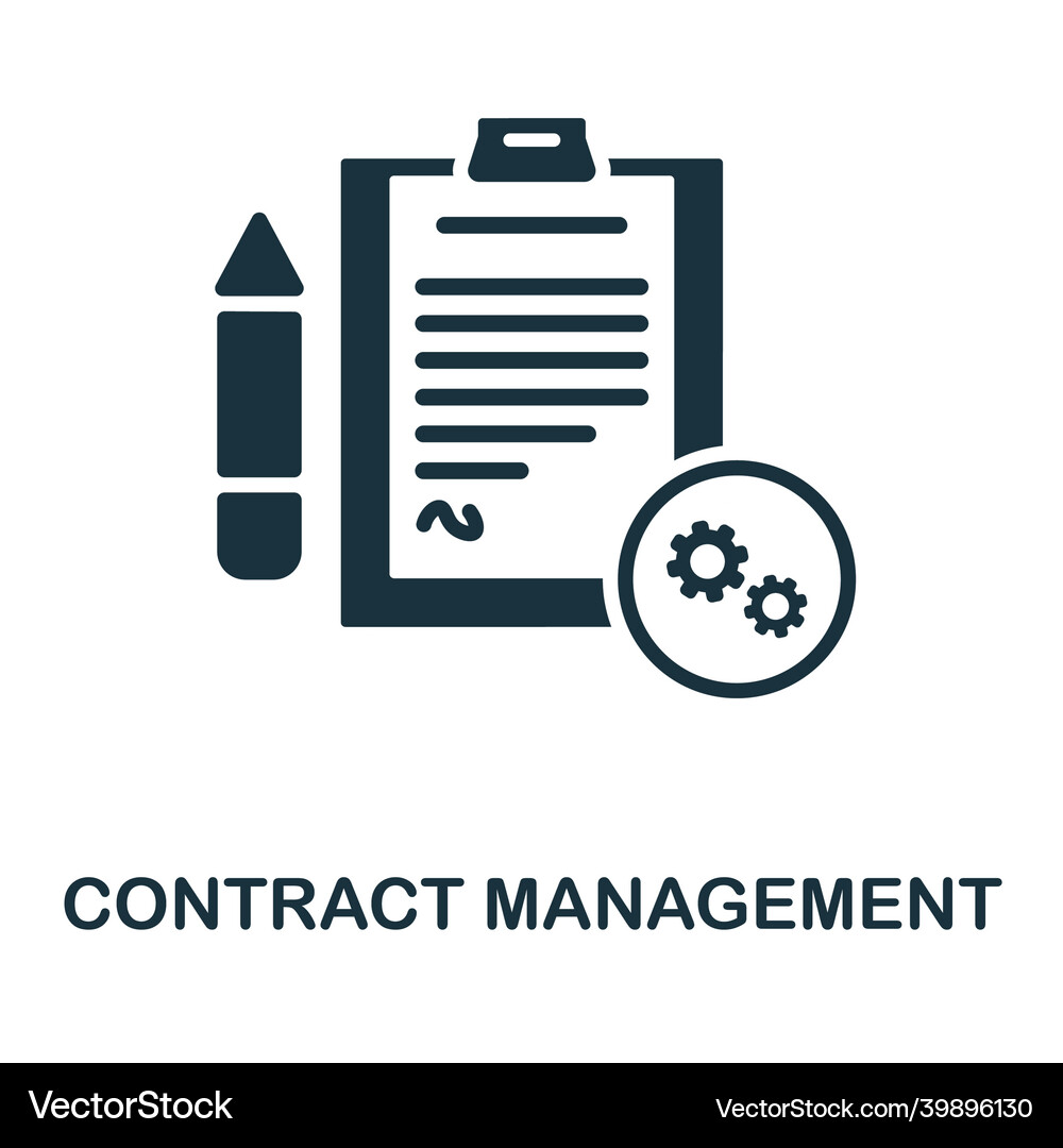 Contract management icon monochrome sign from Vector Image