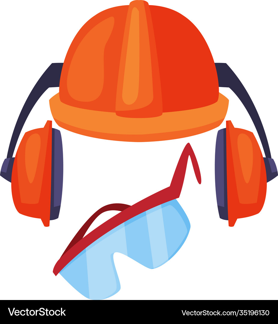 Ear protectors or earmuffs with helmet Royalty Free Vector