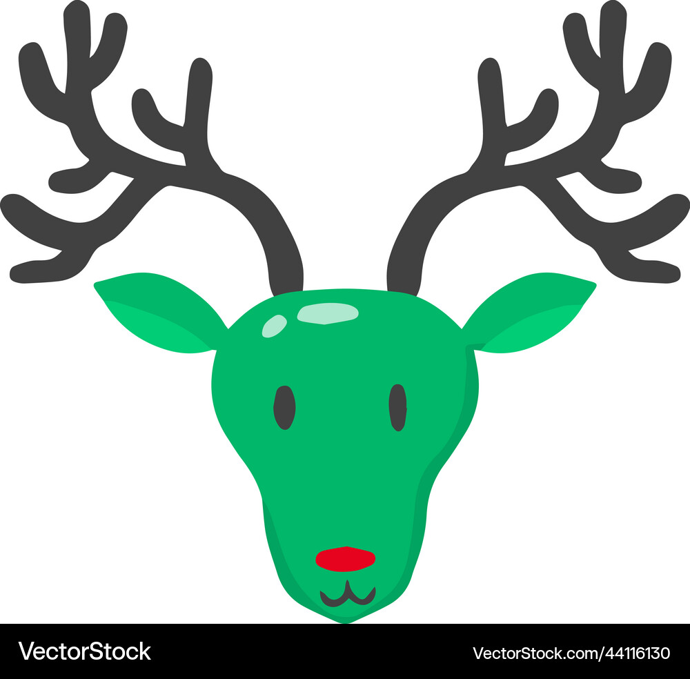 Hand drawn cute happy reindeer face Royalty Free Vector