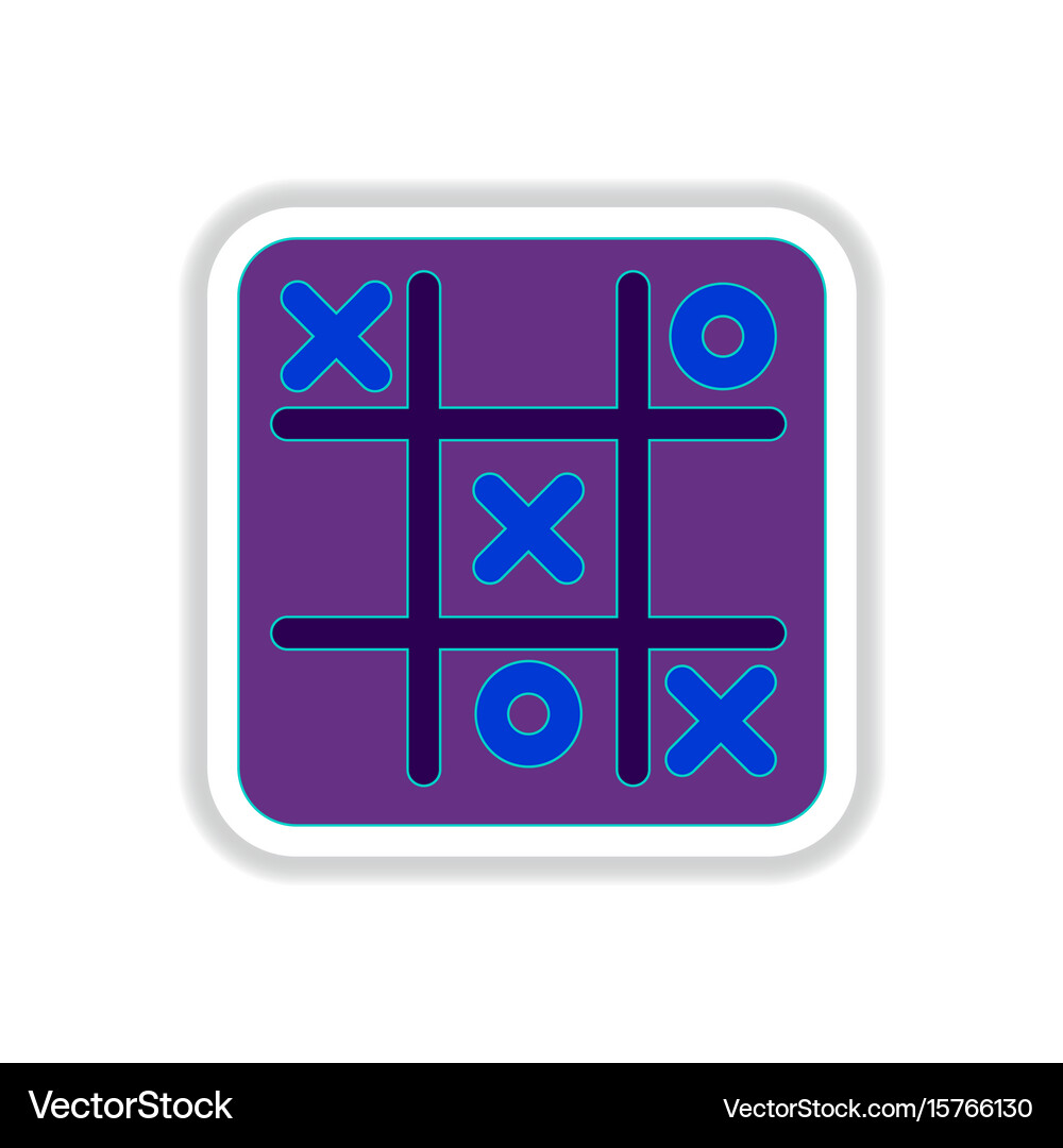 In paper sticker style x o Royalty Free Vector Image