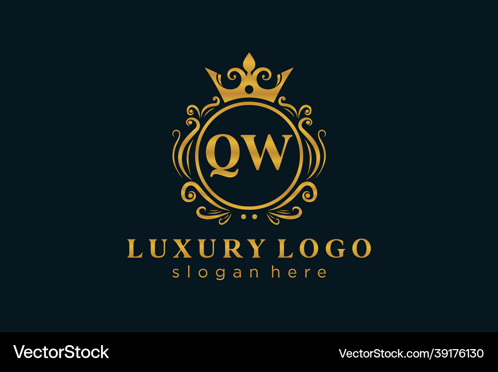 Initial qw letter royal luxury logo template Vector Image