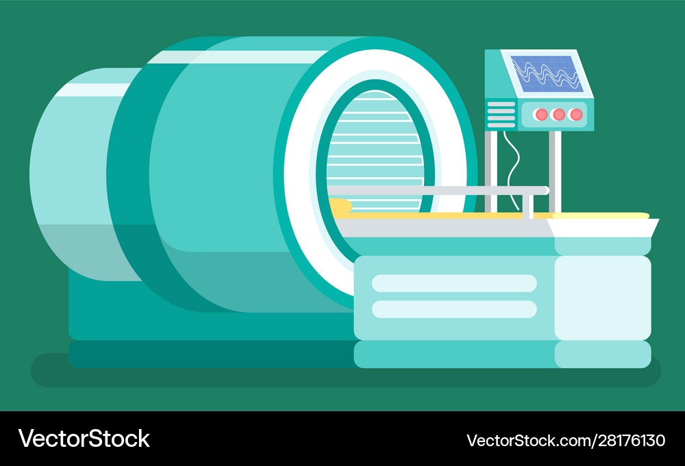 Mri machine with screen showing results diagnosis Vector Image