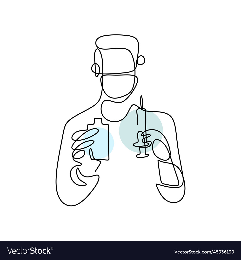 One continuous drawing line scientist researcher Vector Image