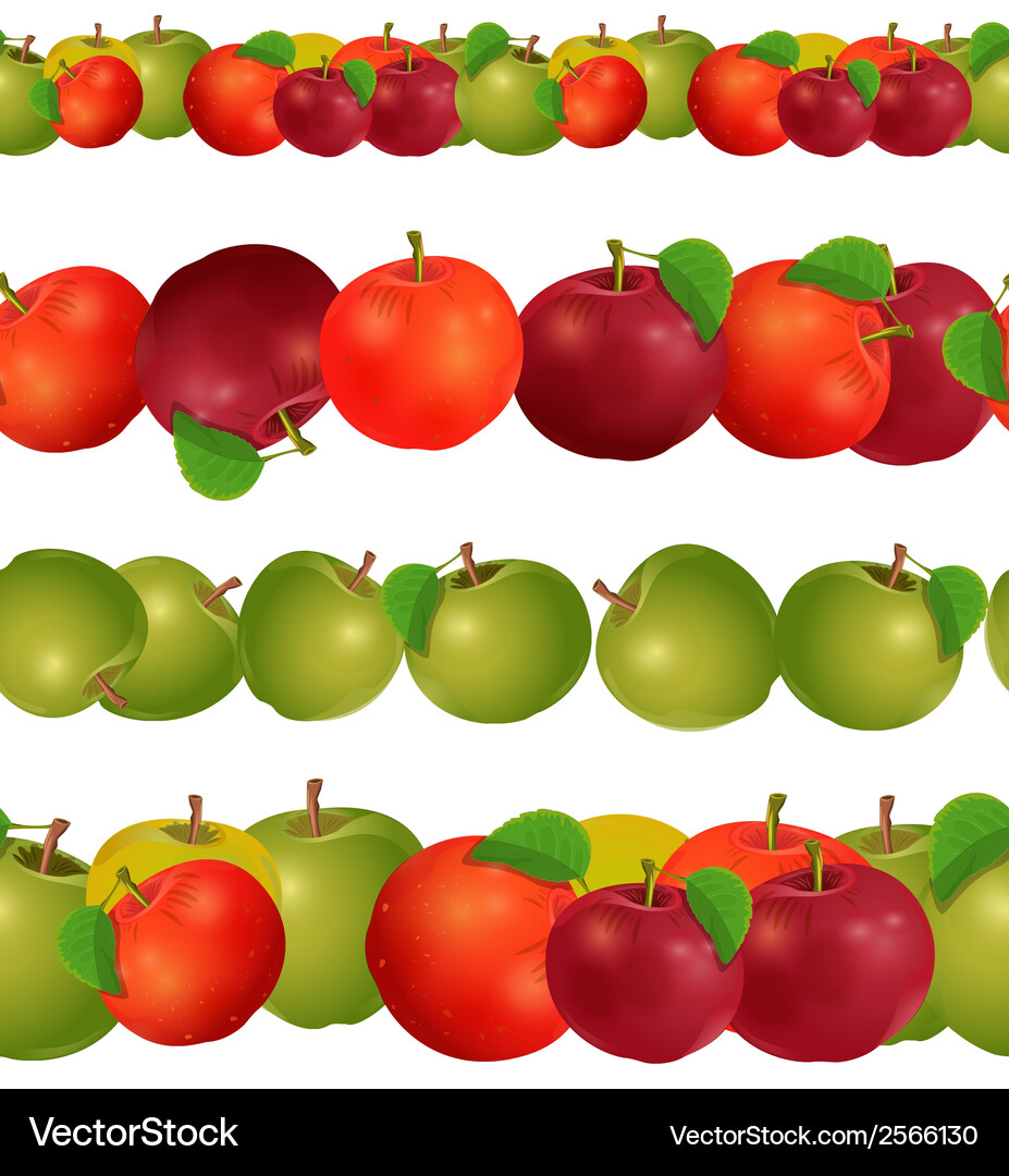 Seamless border of apples Royalty Free Vector Image