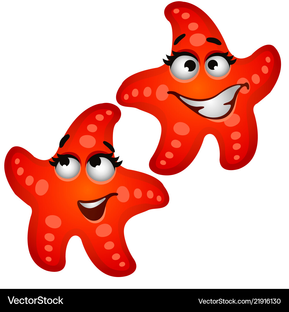 Set funny laughing starfish isolated on white Vector Image